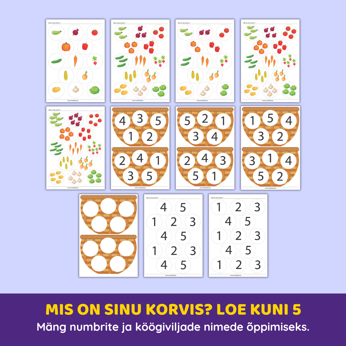 Mäng „Mis on sinu korvis? Loe kuni 5” – Töölehed Lastele