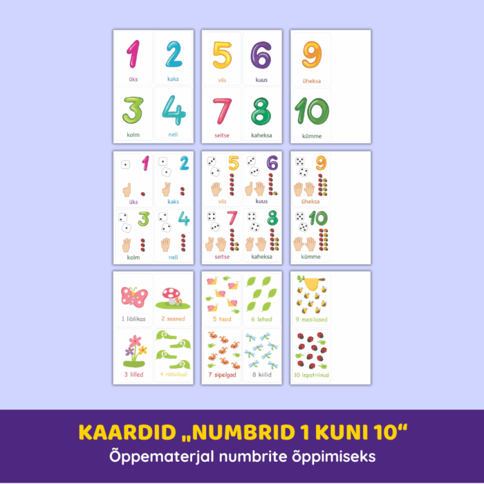 Kaardid „Numbrid 1 kuni 10“ – Töölehed Lastele